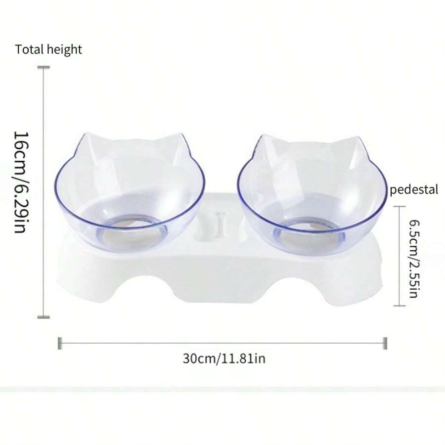 15 Degree Inclined Dual Cat Bowls, Tilted Elevated Dual Bowls Neck ...