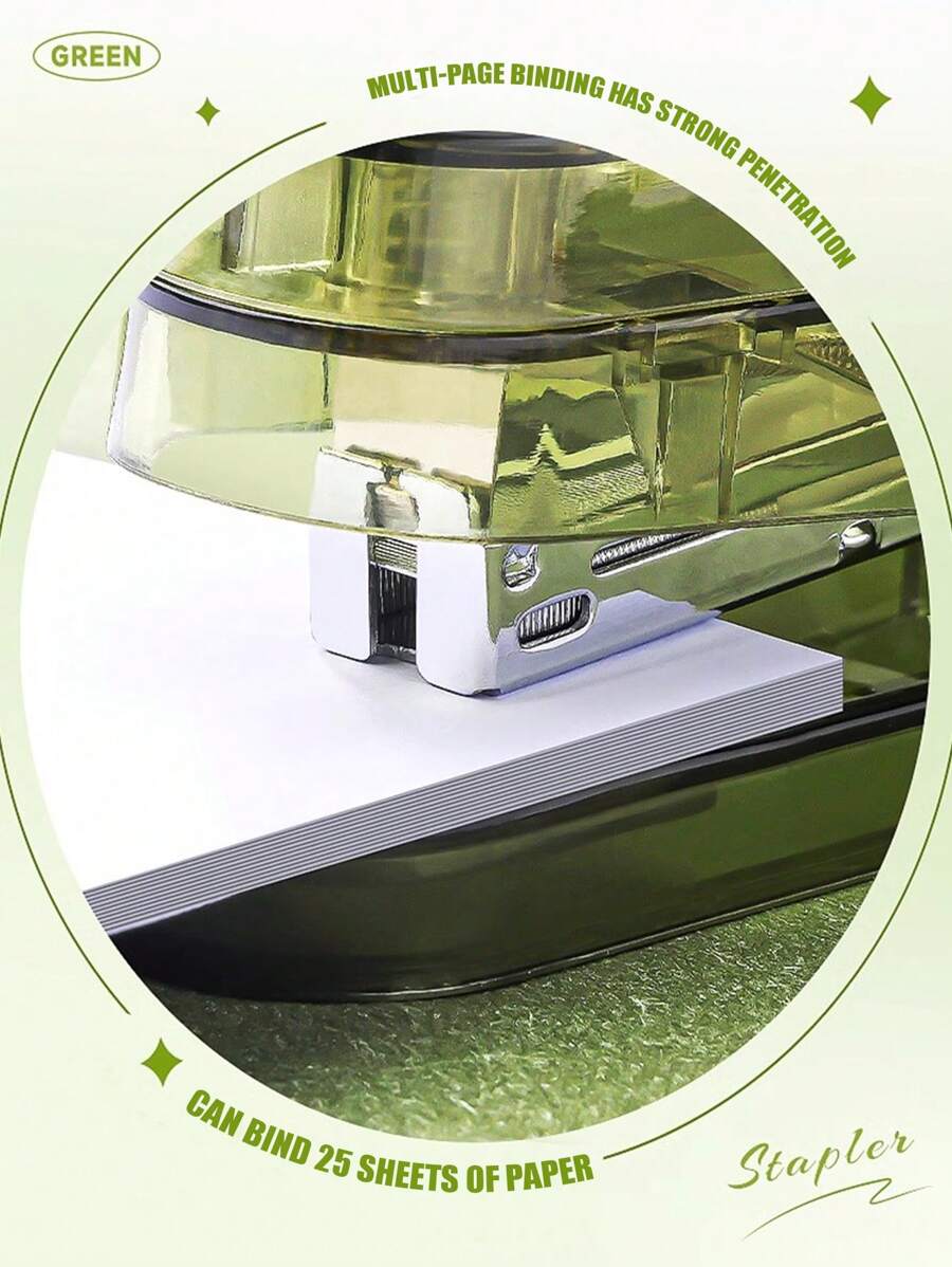 1pc Transparent Rotary Stapler, Student Stapler For Office And Home Use ...