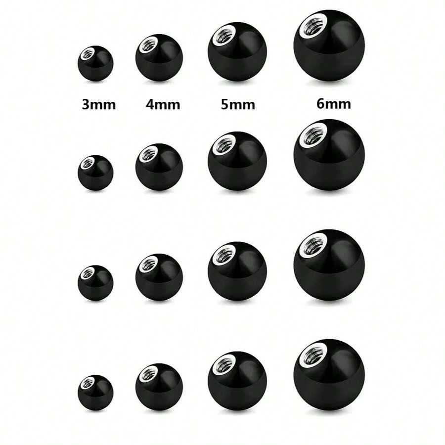 16Pcs/Sets 16G Replacement Balls Externally Threaded Stainless Steel Balls Industrial Barbell ...