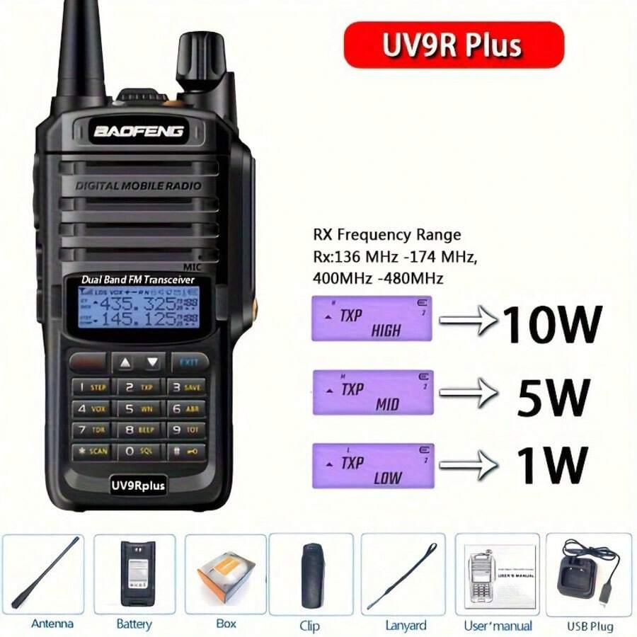 Baofeng UV-9R Plus Dual-Band Two-Way Radio, Long-Range Portable High ...