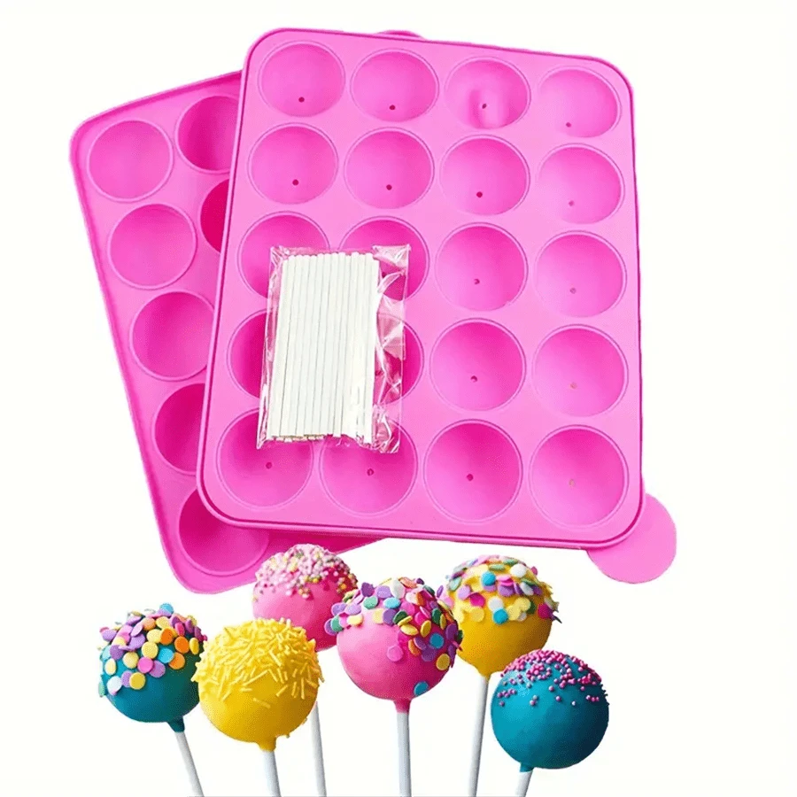 20-Hole Silicone Lollipop Dessert Mold With 20 Sticks-Perfect For Candy ...