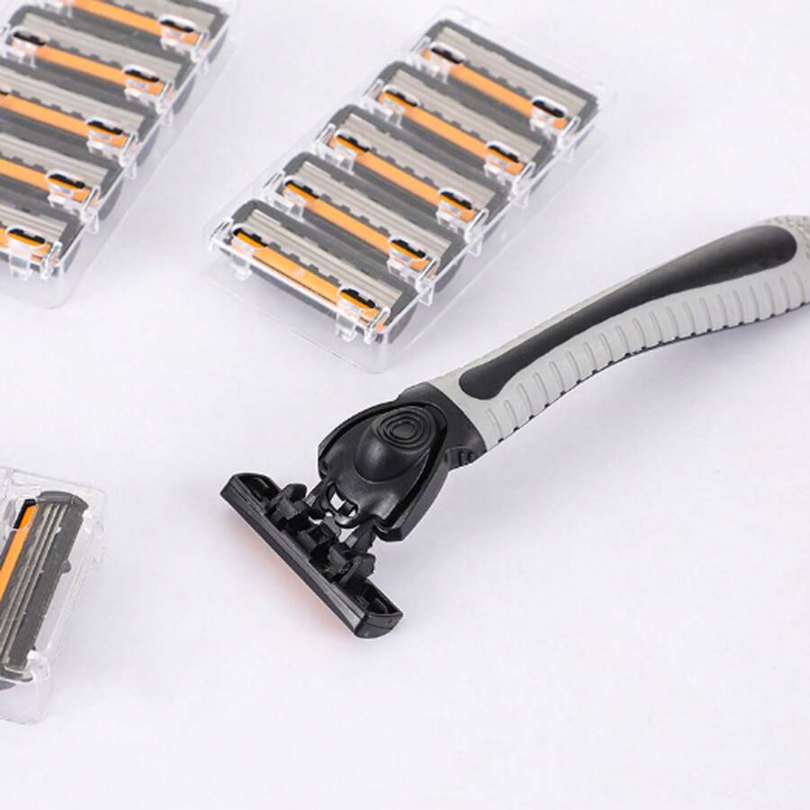 Triple Razor Blades Old-Fashioned Manual Razor Men's Shaver Razor Beard ...