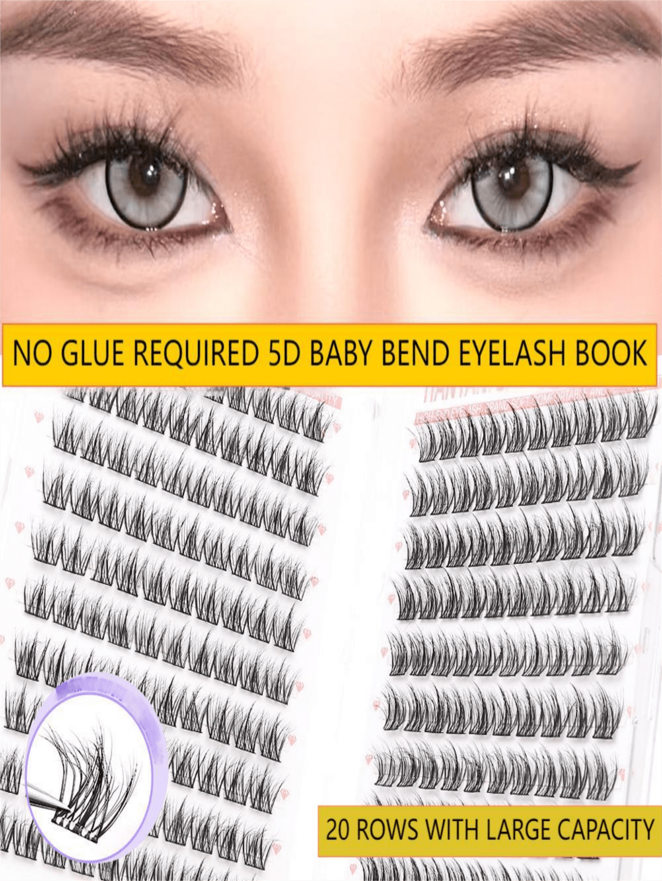 20 Pairs 5D Baby Curl Natural Messy False Eyelashes, Glueless, Fresh ...