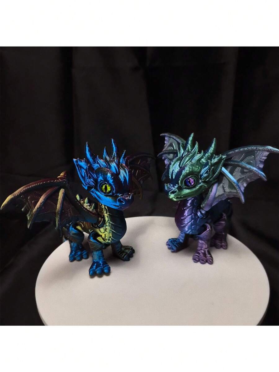 Cute 3D Printed Articulated Flying Dragon Demon Toy, Realistic Eyes ...