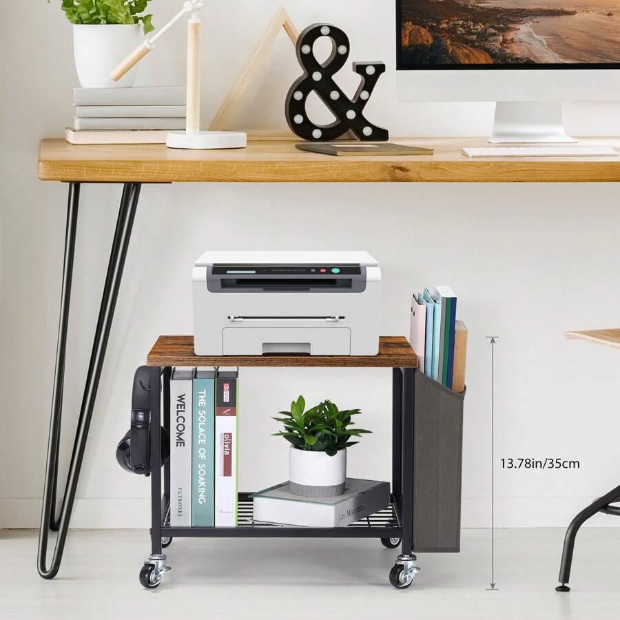 Printer Stand, 2-Tier Printer Cart With Wheels And Storage Bag, Mobile ...
