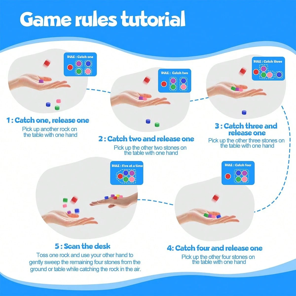 Korean Gonggi Game Set 5PCS, Hand Eye Coordination Training Toy, Double ...