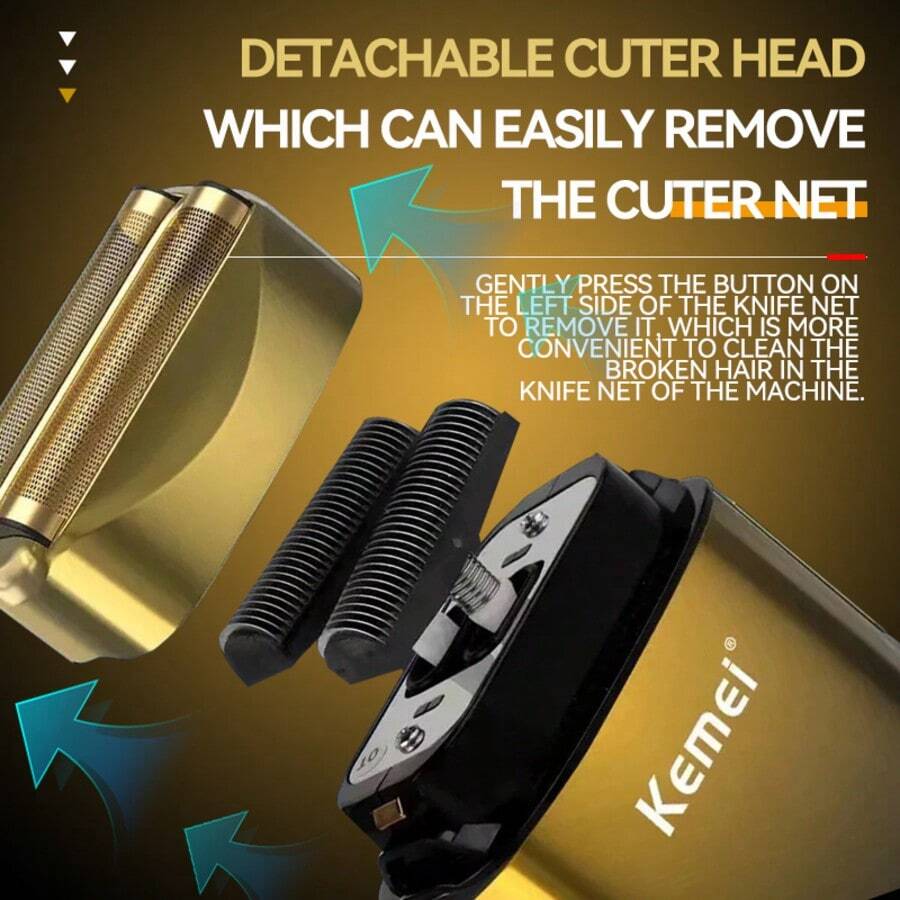 Kemei UV-Plating Electric Dual Floating Head Shaver, LED Display, 3 ...