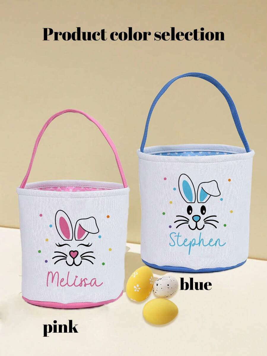 1/2Pcs Custom Name Easter Basket For Kids, Personalized Easter Bunny ...