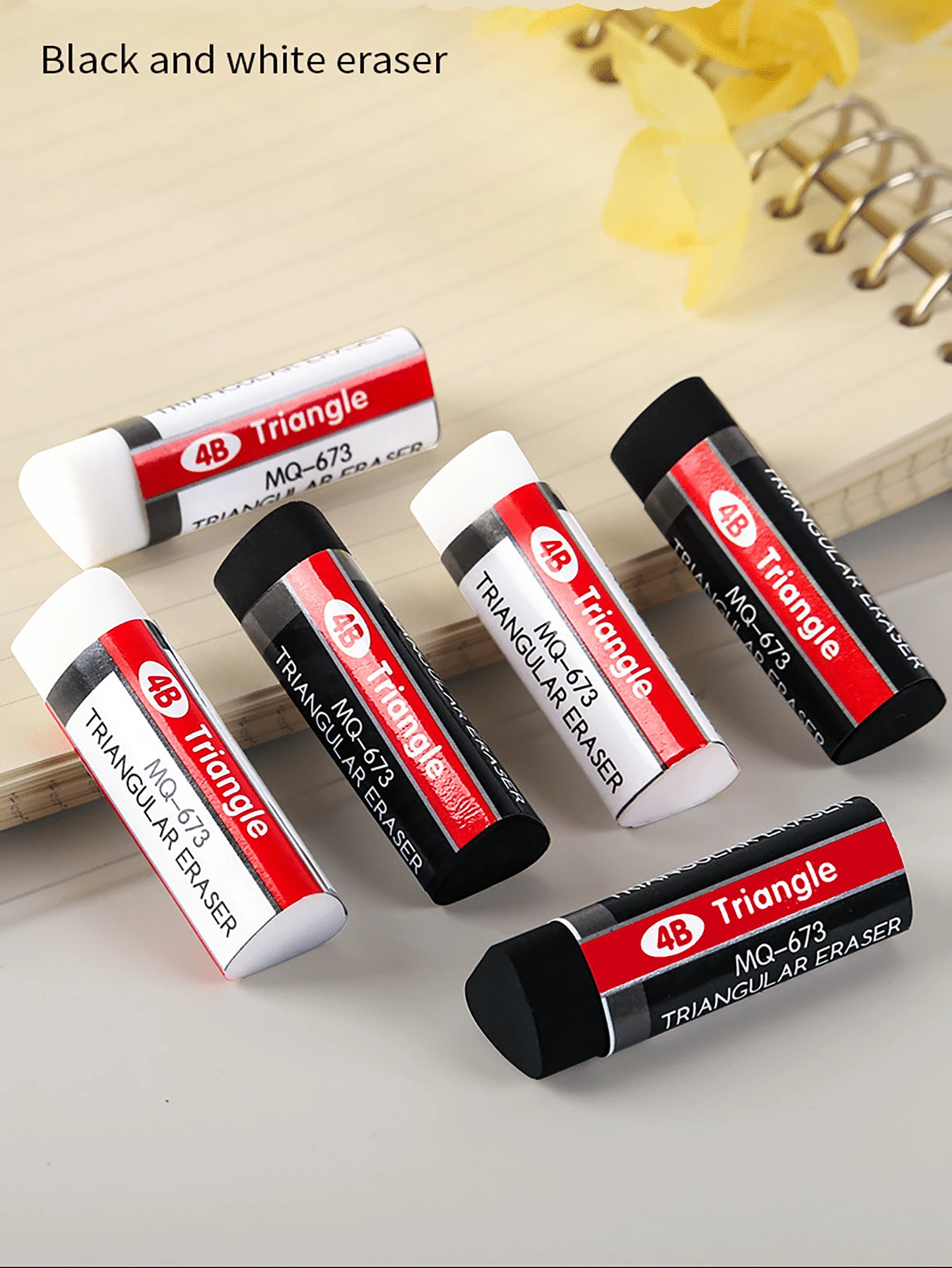 3/5/7PCS PVC Triangle Eraser - Black & White, 4B Soft Material, Comfort ...