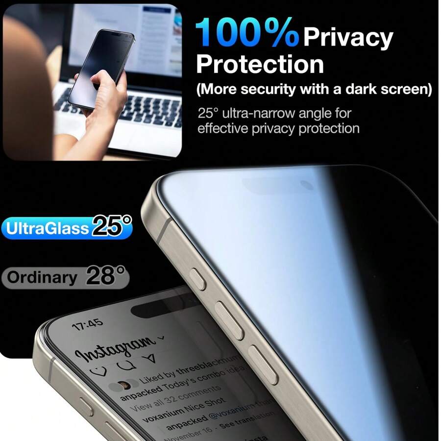 IPhone 16 Pro Max Privacy Screen Protector [First Military Grade ...