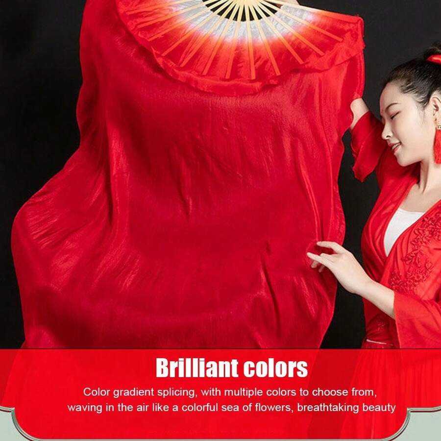 1pc 120cm Female Belly Dance Silk Fan Dance Fan Extended Double Sided ...