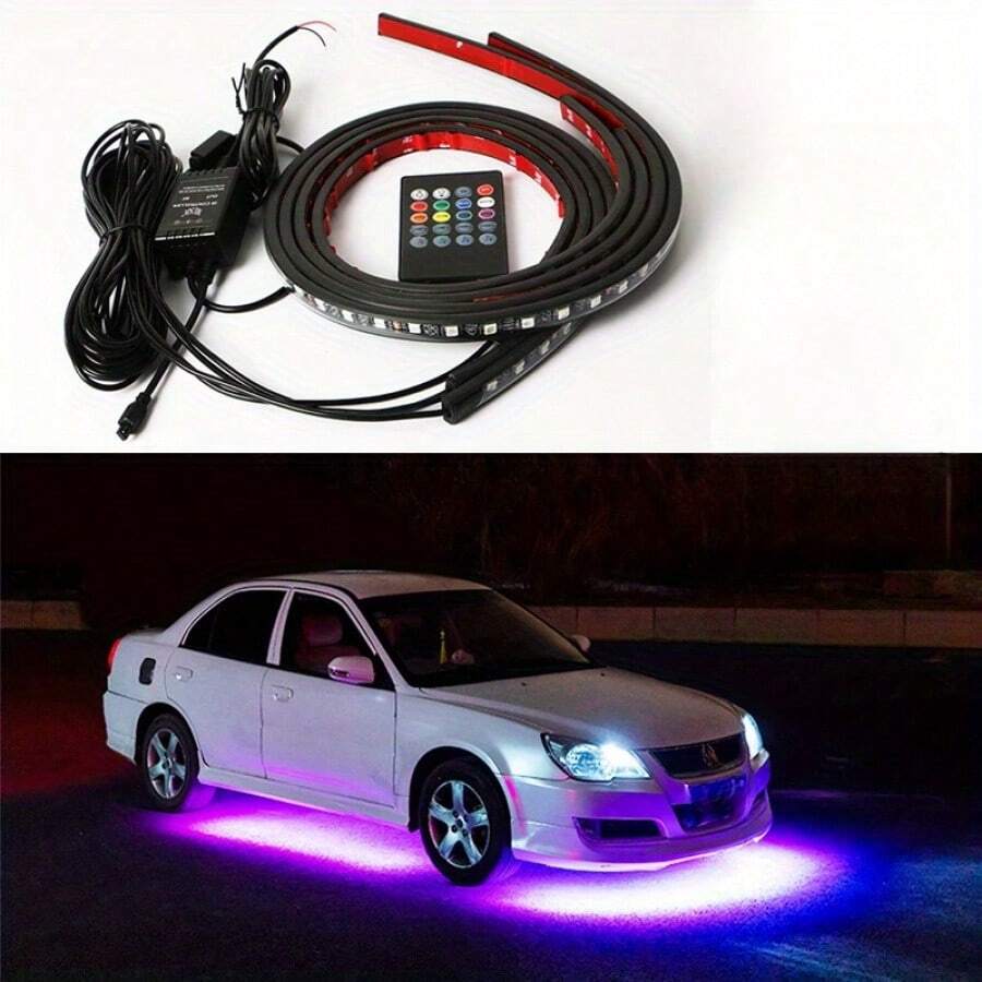 Car Underglow Neon Light Strip, RGB LED Underbody Lights Kit With Sound ...