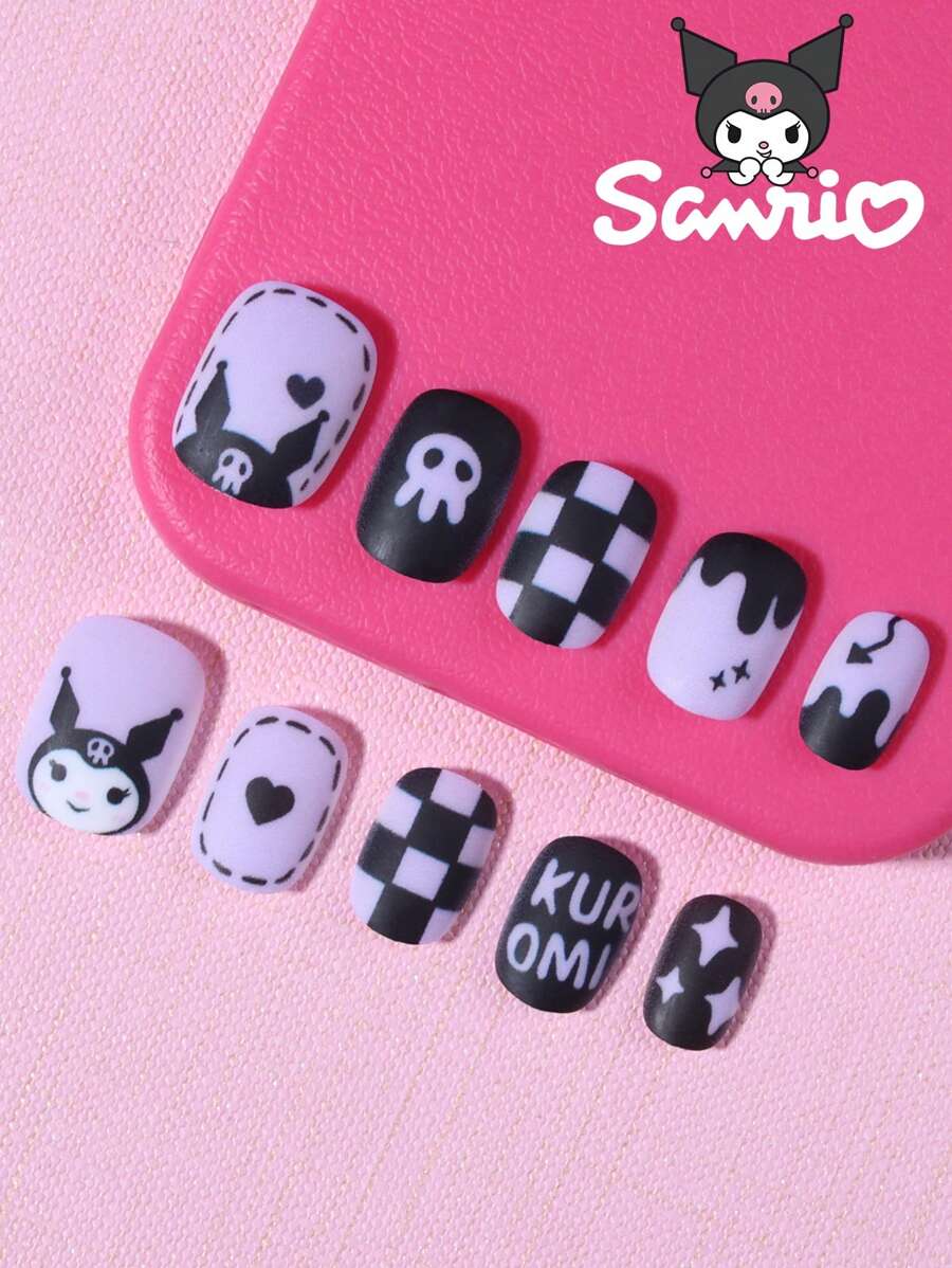 Sanrio Sanrio Kuromi 24pcs Short Square Nail Sanrio Tip Press On Nails