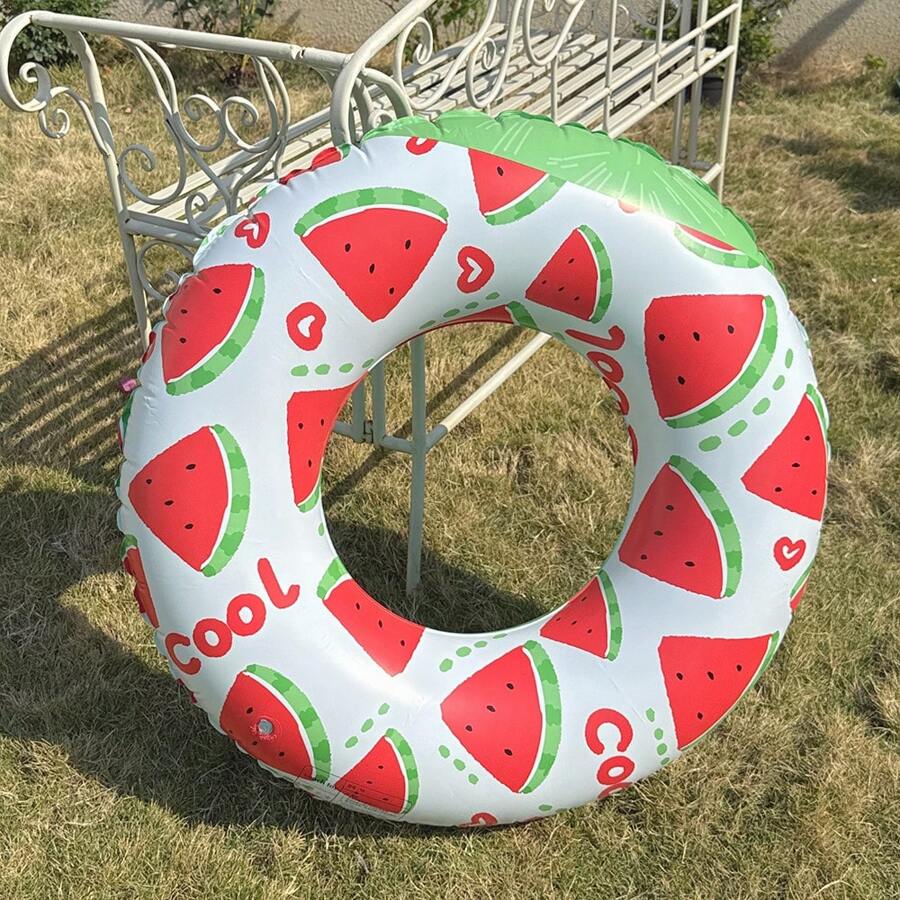 1pc Inflatable Watermelon Design, Red & Green PVC Floating Pool Float ...