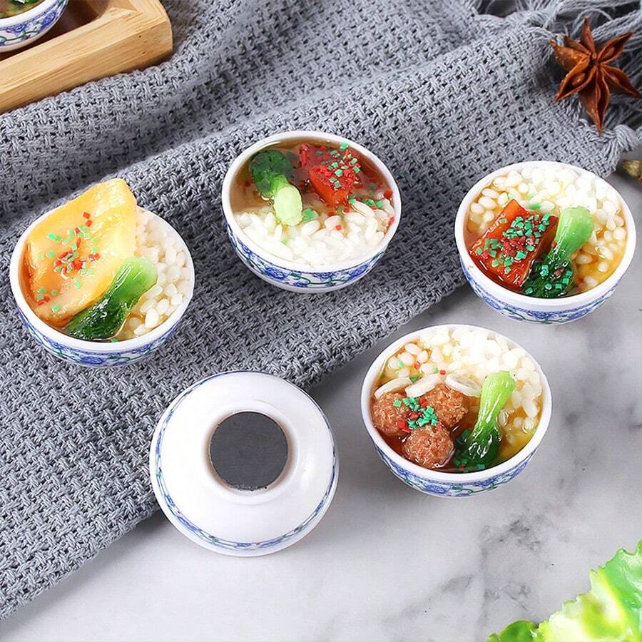 Realistic Food Magnets - Ceramic Bowl With Lid, Fried Rice, Abalone ...