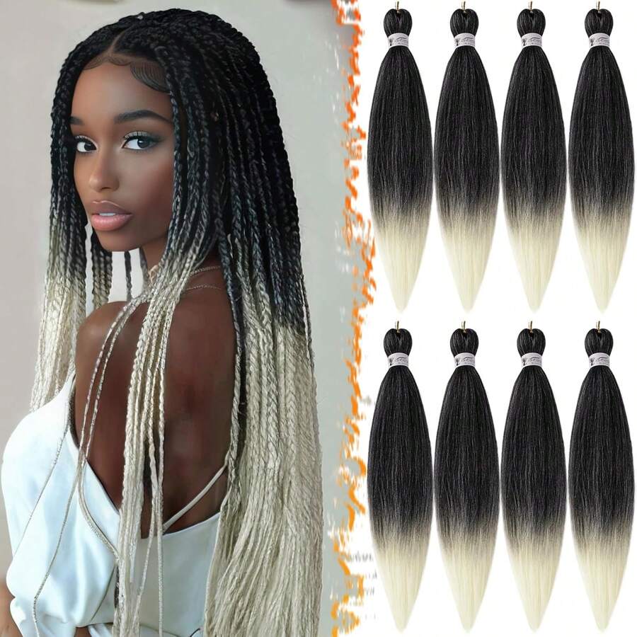 BARSDAR BARSDAR Lot de 8 extensions de cheveux tressés pré-étirés, 66 ...