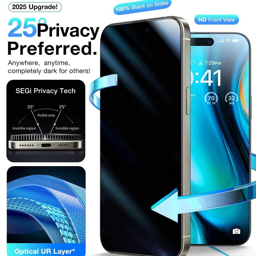 IPhone 16 Pro Max Privacy Screen Protector [First Military Grade ...