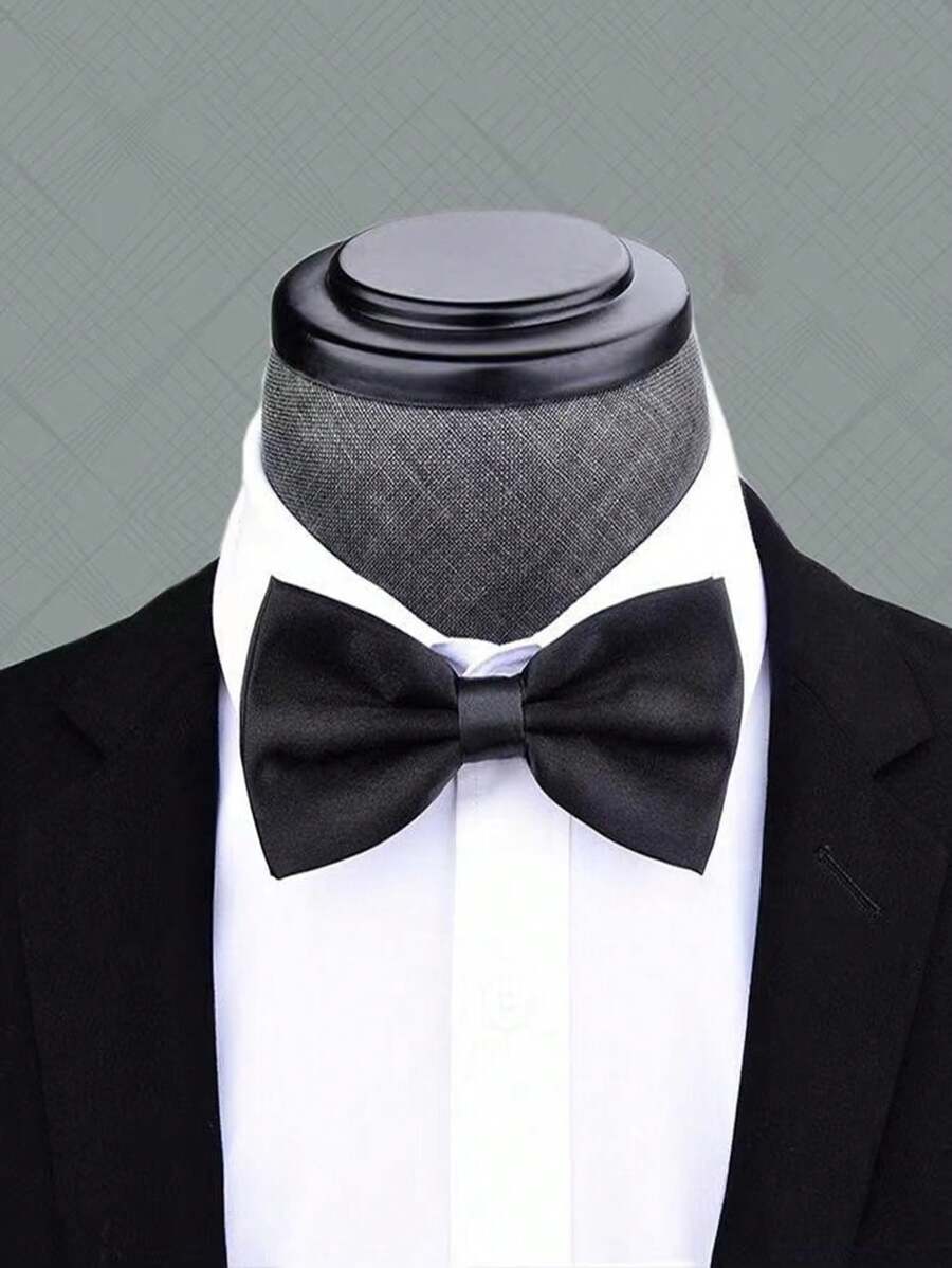 1pc Men's Business Solid Color Bow Tie, Adjustable Neck Decor Bowtie For Groomsmen Wedding ...