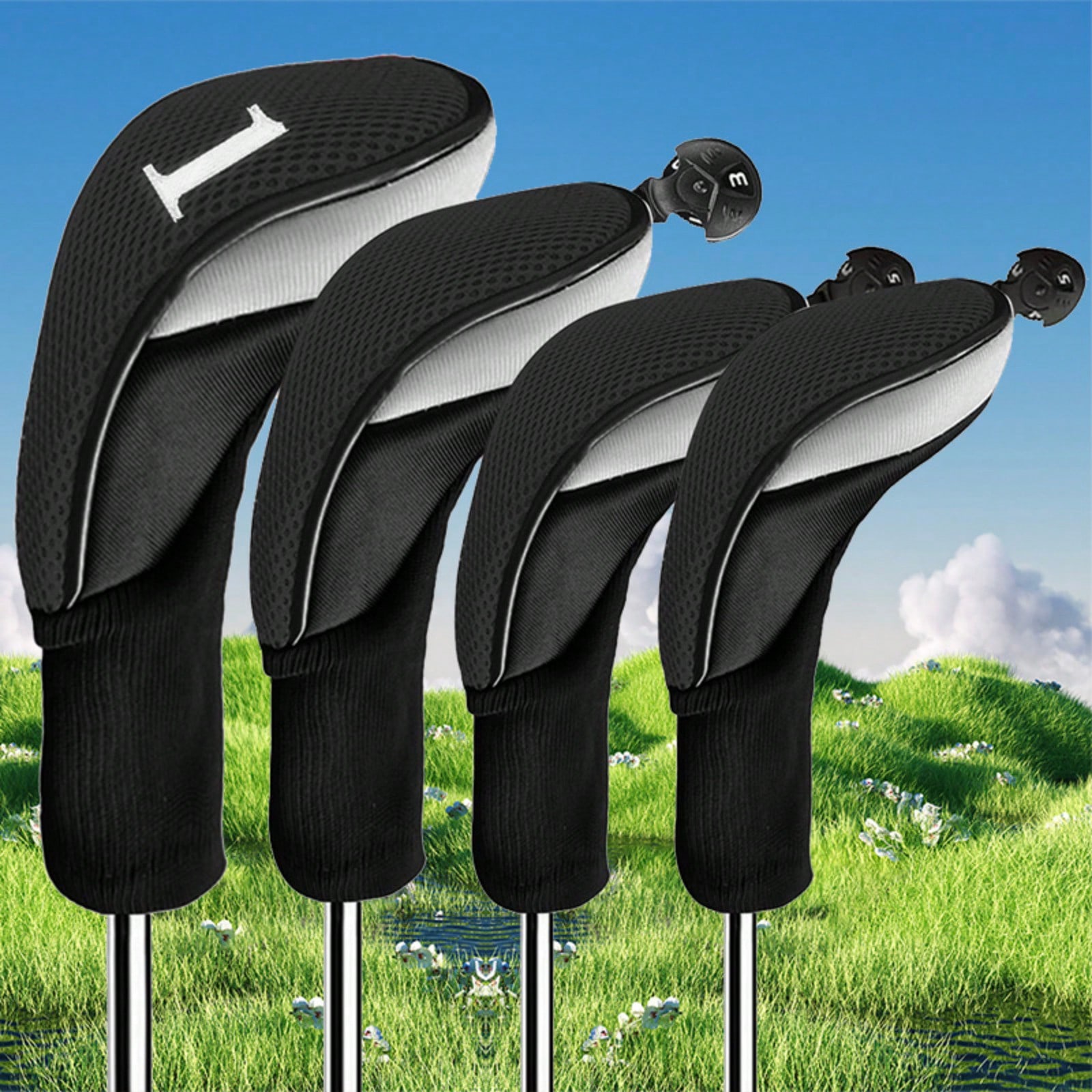 Housses de tête de club de golf pour bois, bois de parcours, hybride ...