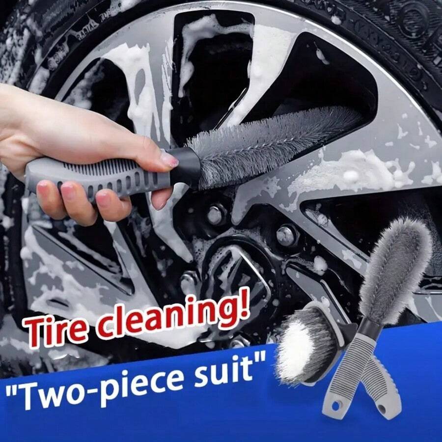 Automotive Wheel Cleaning Brush Set - Includes Tire Brush, Wheel Rim ...