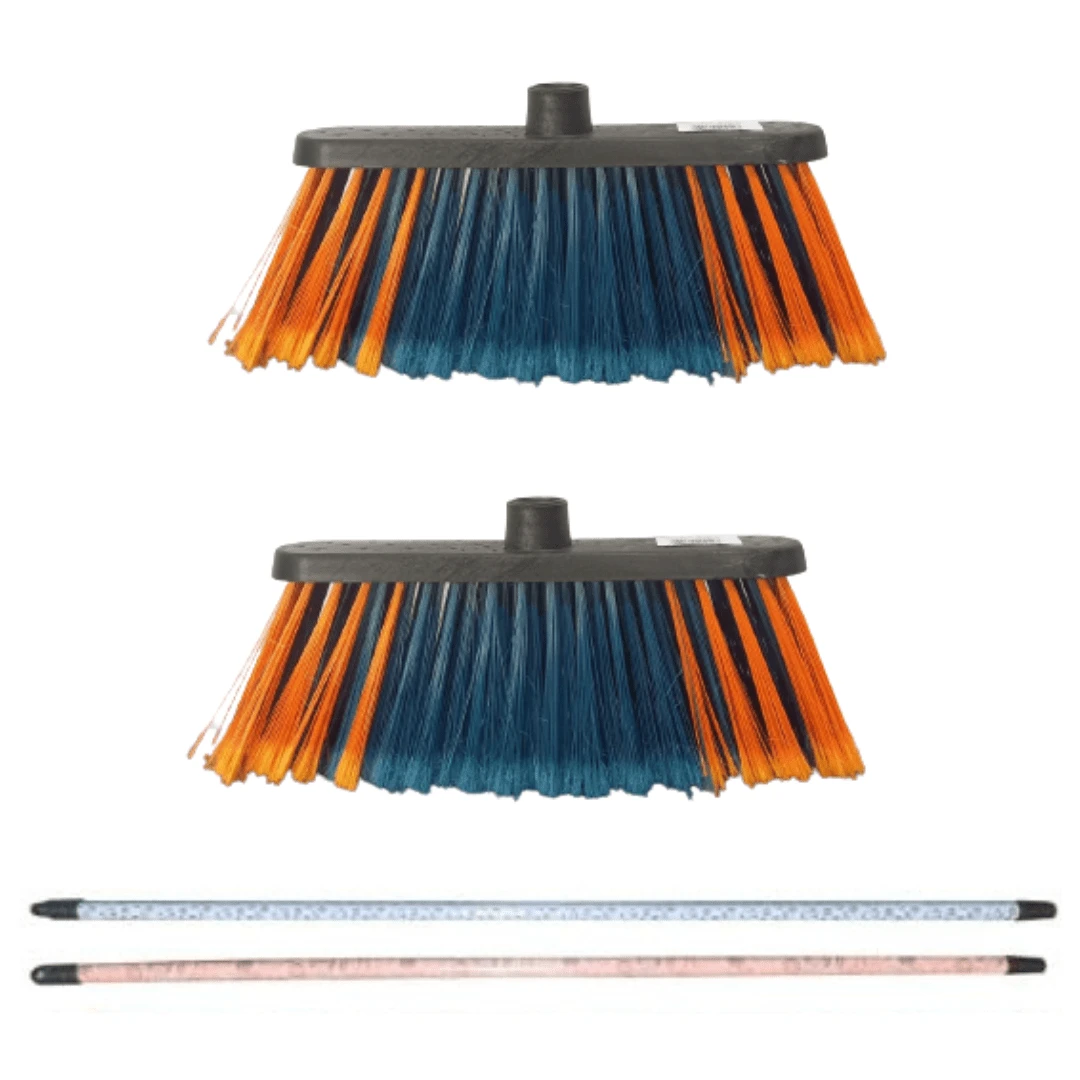 KIT 02 LIMPMAIS Multipurpose Nylon Broom W/ HANDLE Resistant Quality ...