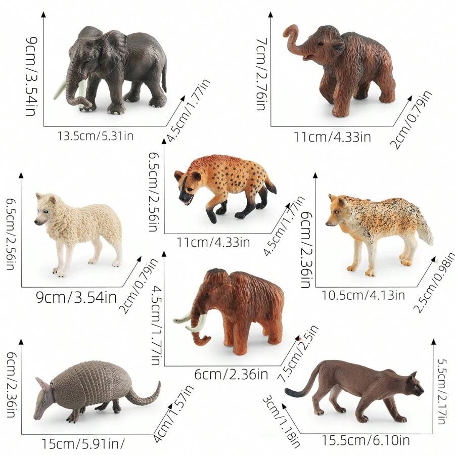 Realistic Asian Elephant, American Lion, Arctic Wolf, Raccoon, Woolly ...