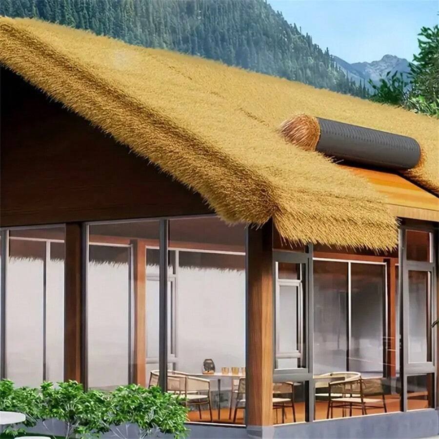 Synthetic Thatched Roof Roll Material, Plastic Composite Grass, For Use On Bars, Huts, Gazebos ...