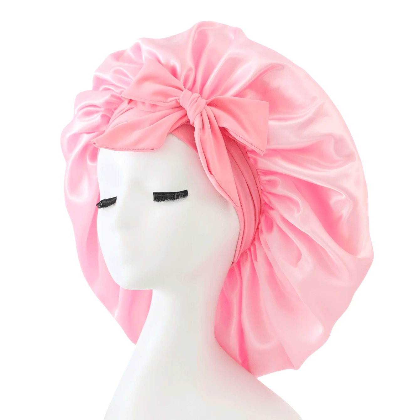 [Pink Satin Bonnet] Soft Luxurious Pink Satin Bonnet - Adjustable Tie ...