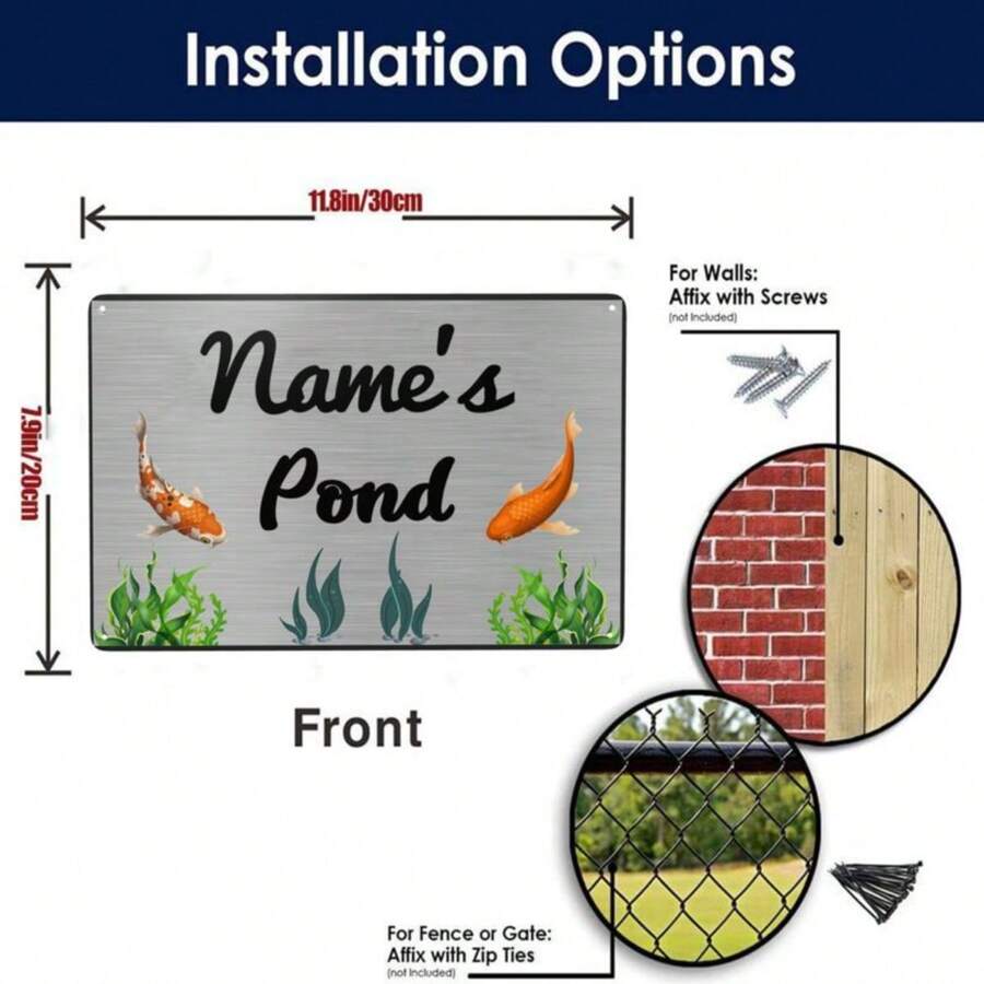 Personalized Metal Pond Signs With Your Name Or Text - Weatherproof Koi ...