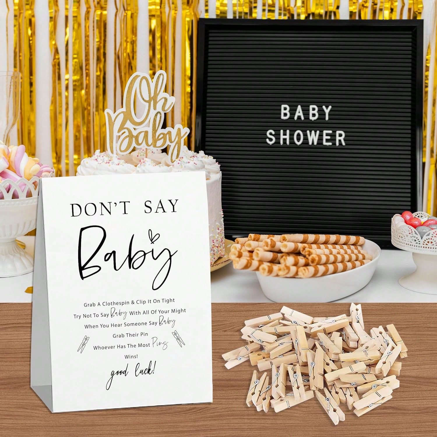 Don't Say BabyGame Set, Don't Say BabyGame For BabyShower One Sign With ...