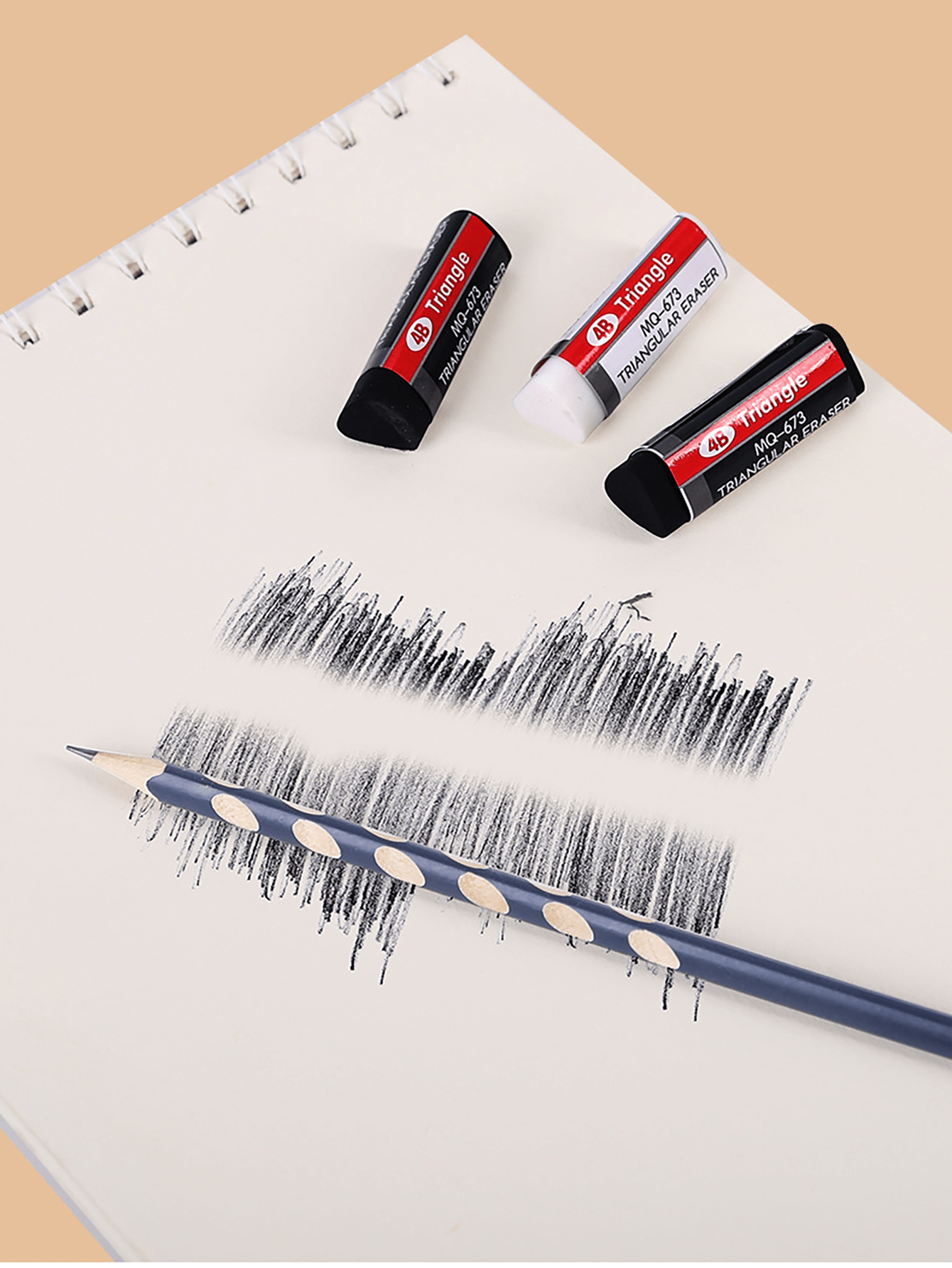 3/5/7PCS PVC Triangle Eraser - Black & White, 4B Soft Material, Comfort ...