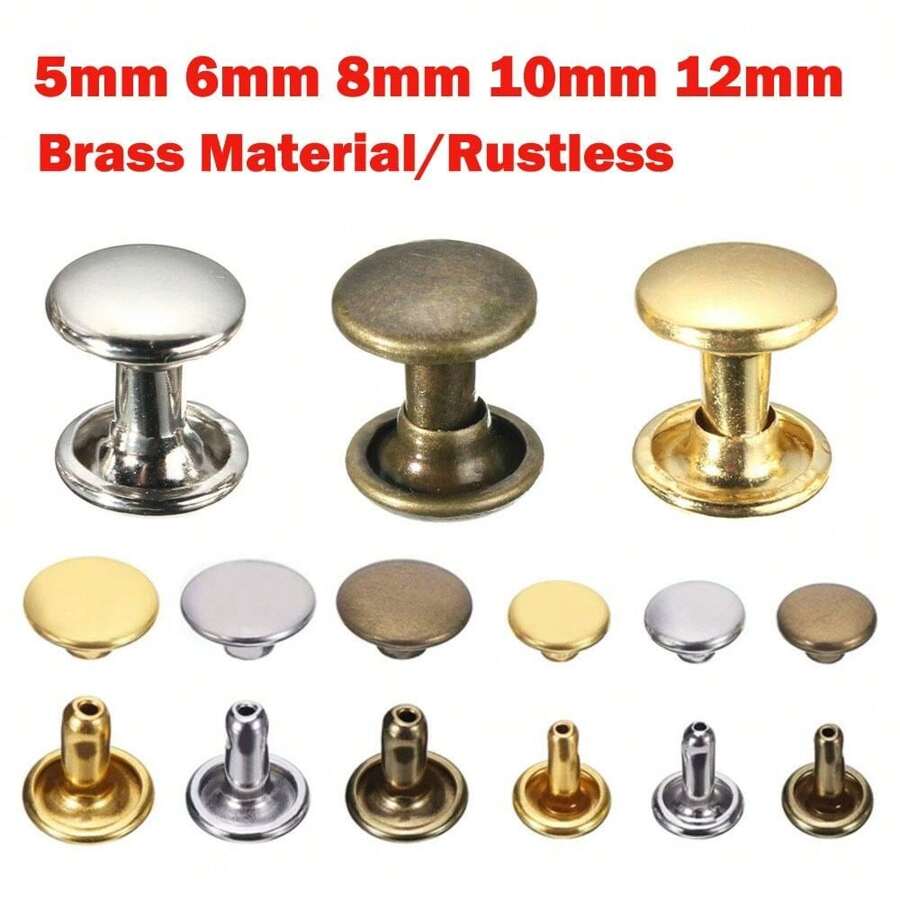 50Pcs 6-12mm Round Double Cap Rivets Leather Craft Stud Repair Tool DIY ...