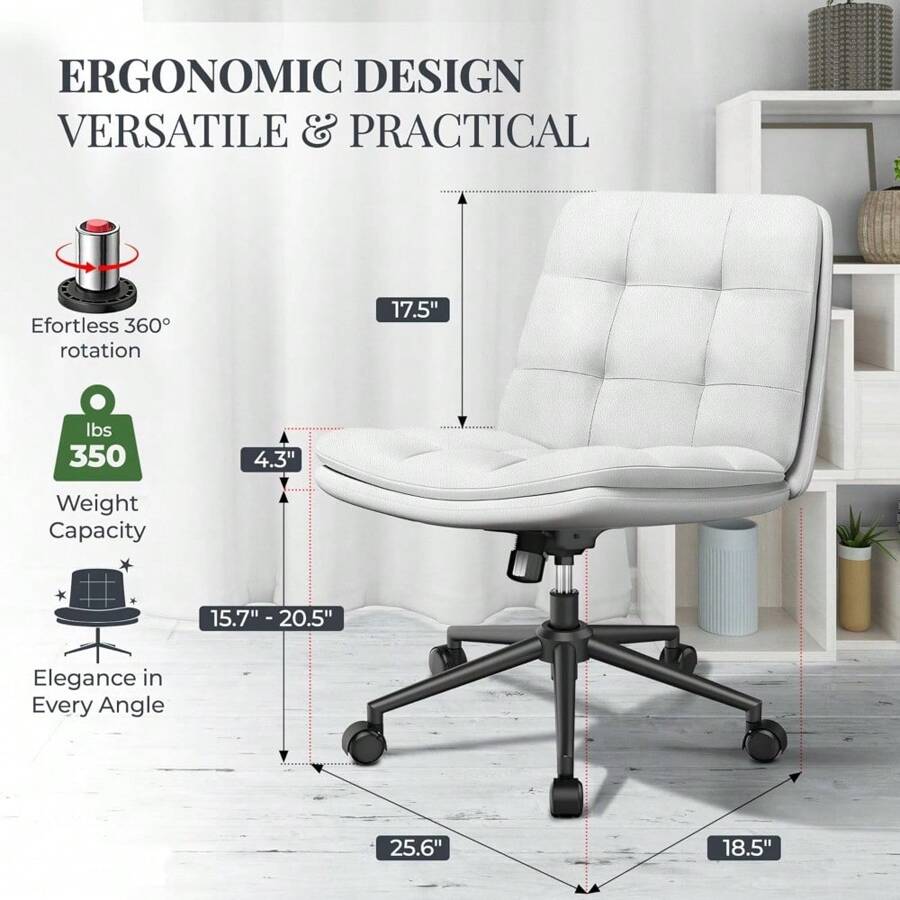 Criss Cross Desk Chair For Cross Legged Sitting, Easy To Assemble White ...