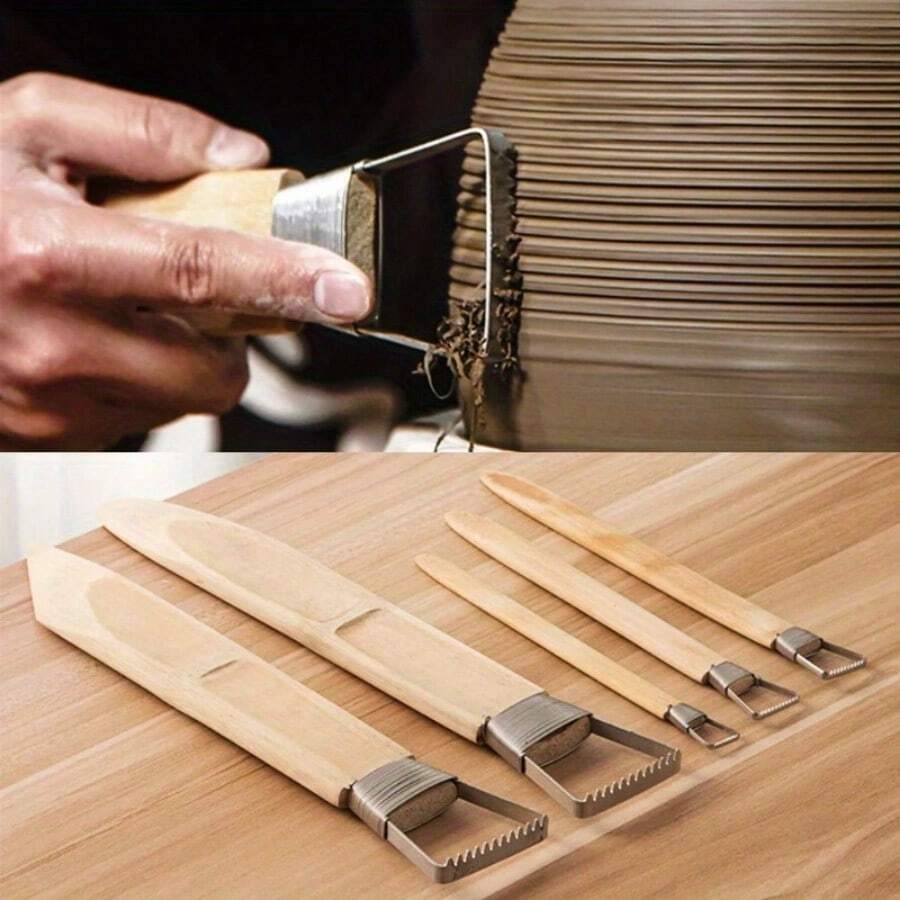 Premium Pottery & Ceramic Sculpting Tool - Wide Sawtooth Clay Scraper ...