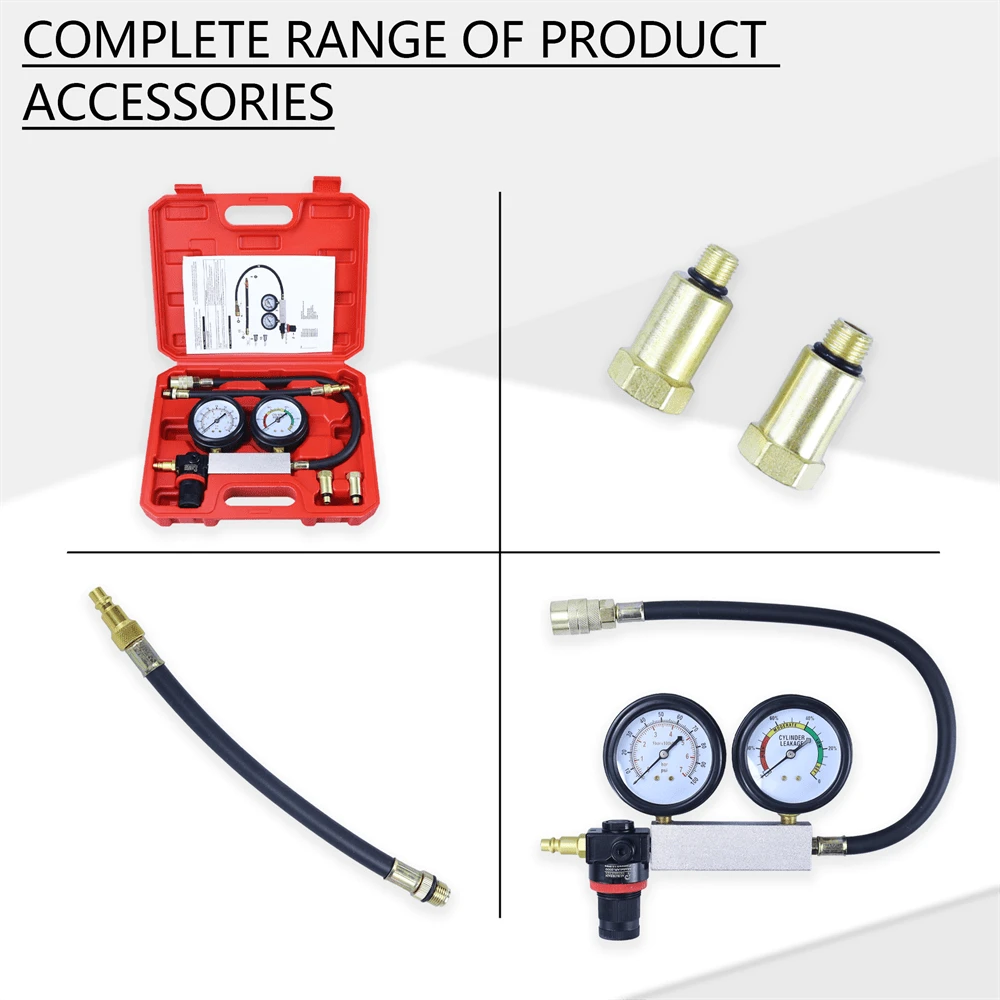 1set Dual Gauge Cylinder Leak Detector, Engine Compression Detector Kit ...