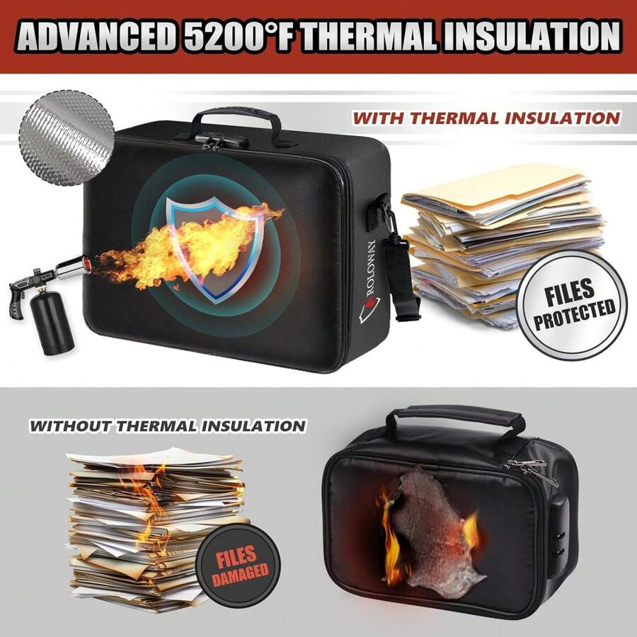 5200°F Fireproof Document Bag With Lock (17 X 12.3 X 5.3 Inch ...
