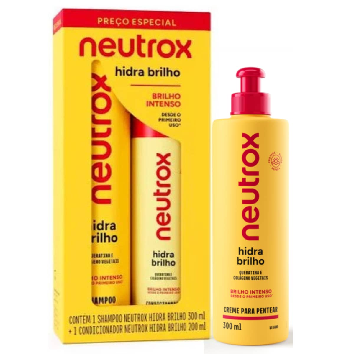 Neutrox Hidra Brilho Shampoo And Conditioner + Leave-In Cream Kit ...