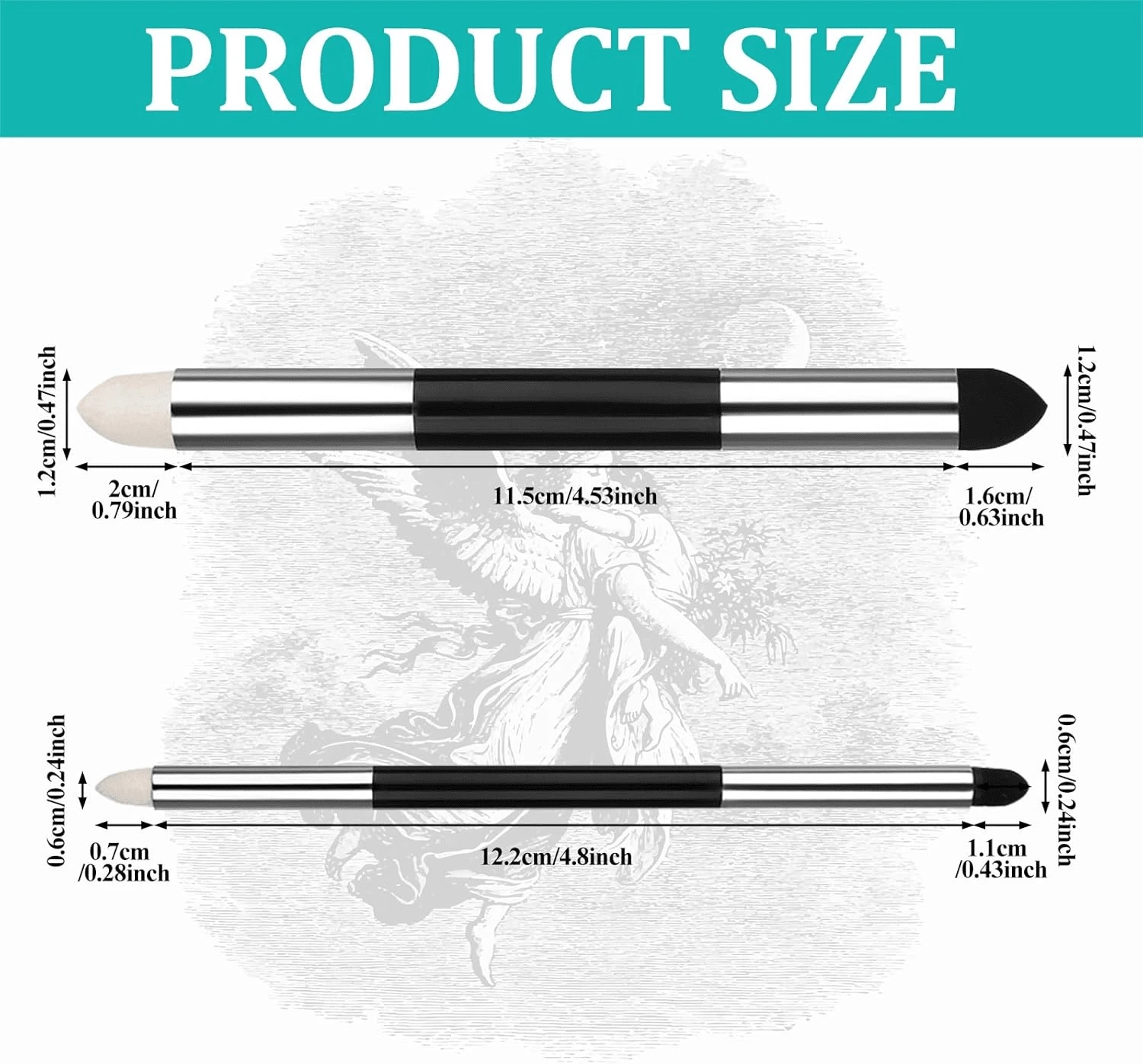 2/4/6/12 Pcs Artist Blending Sponge Pen Double Headed Rubbing Brush ...