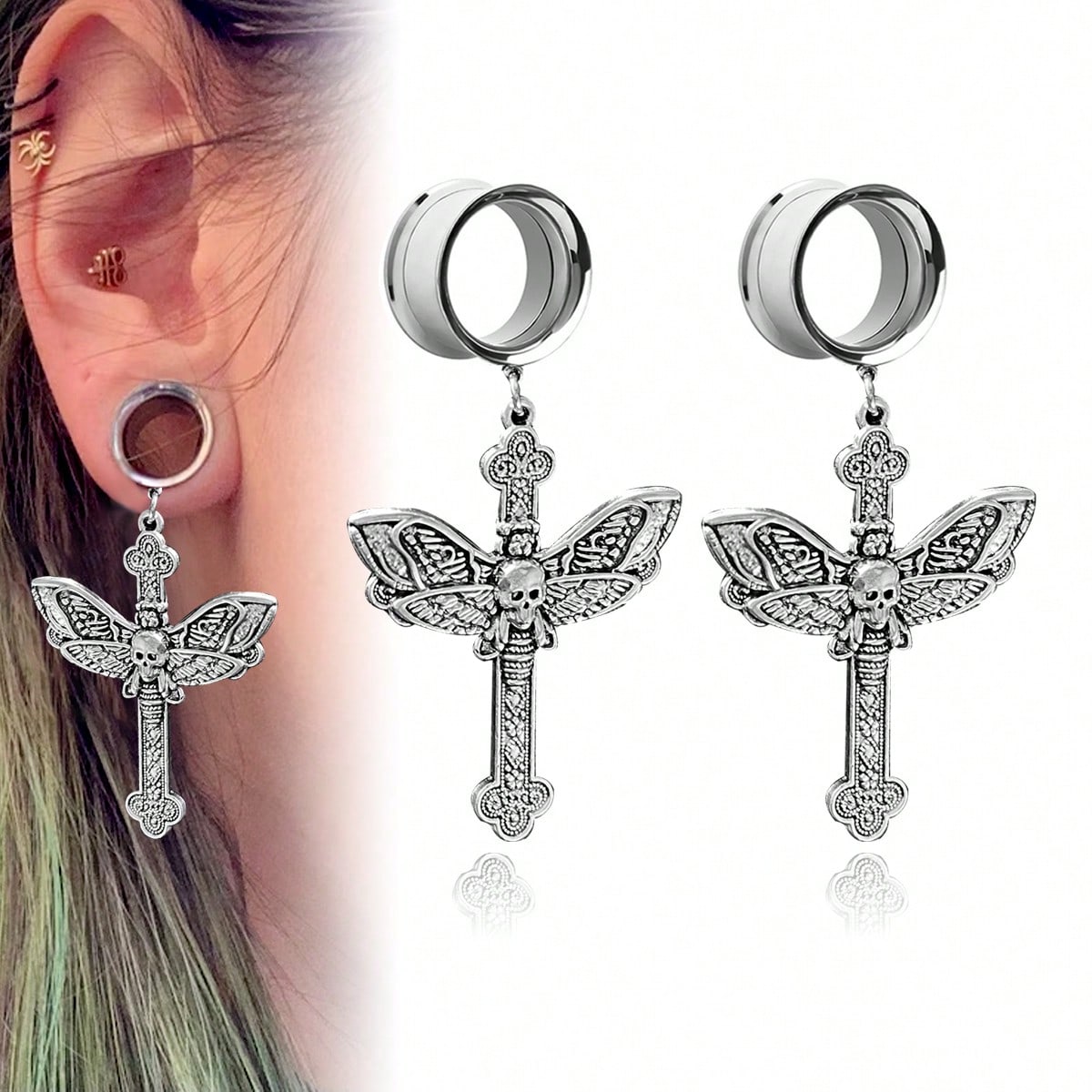 Threaded Surgical Steel Double Flared Tunnel Piercing Jewelry Stretcher ...