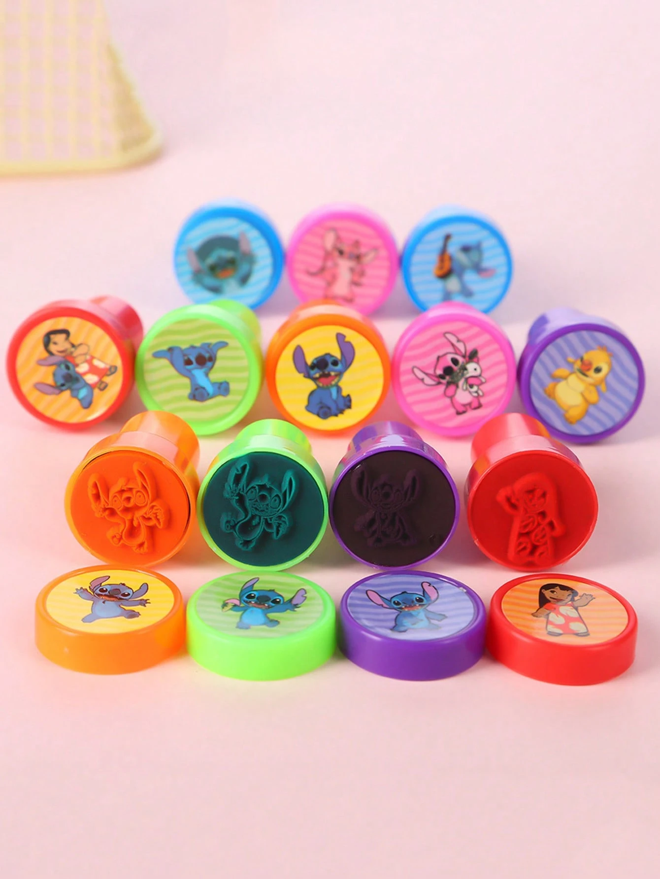 Disney 12PCS Cartoon Anime Figure Stitch Graphical Reward Seal Anime ...