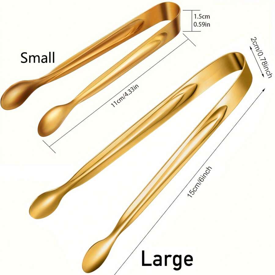 5pcs Luxury Golden Mini Serving Tongs, Premium Stainless Steel Sugar ...