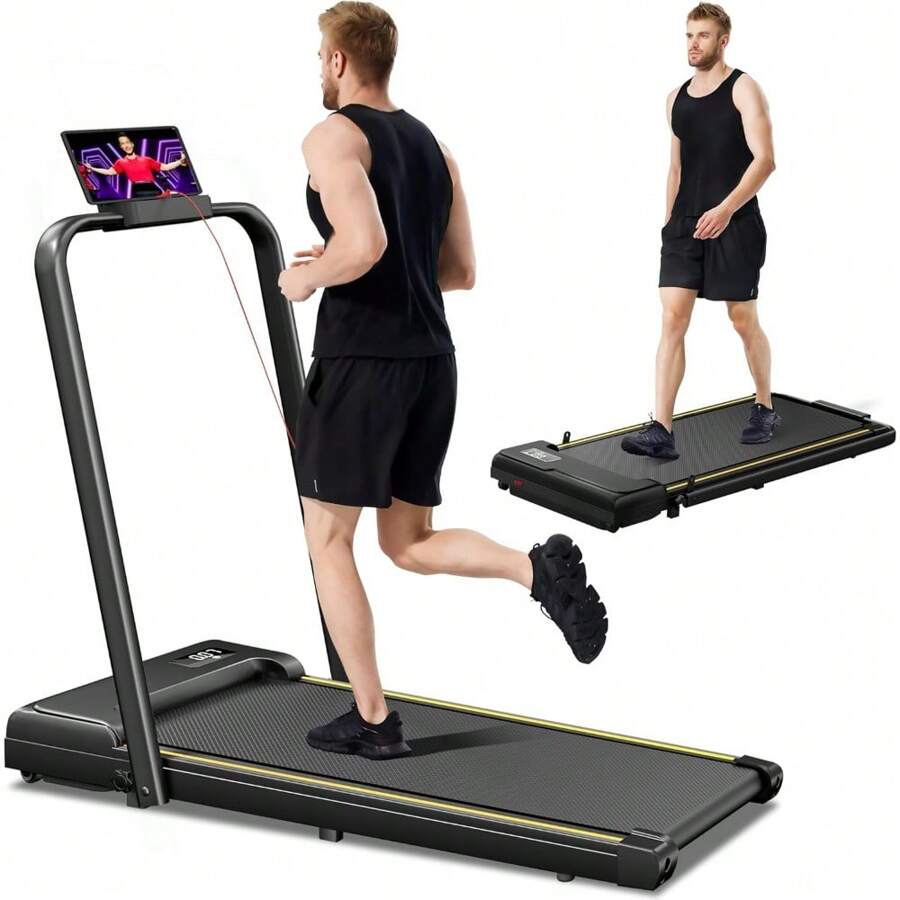 2 In 1 Foldable Treadmills For Home Office, Small Under Desk Treadmill ...