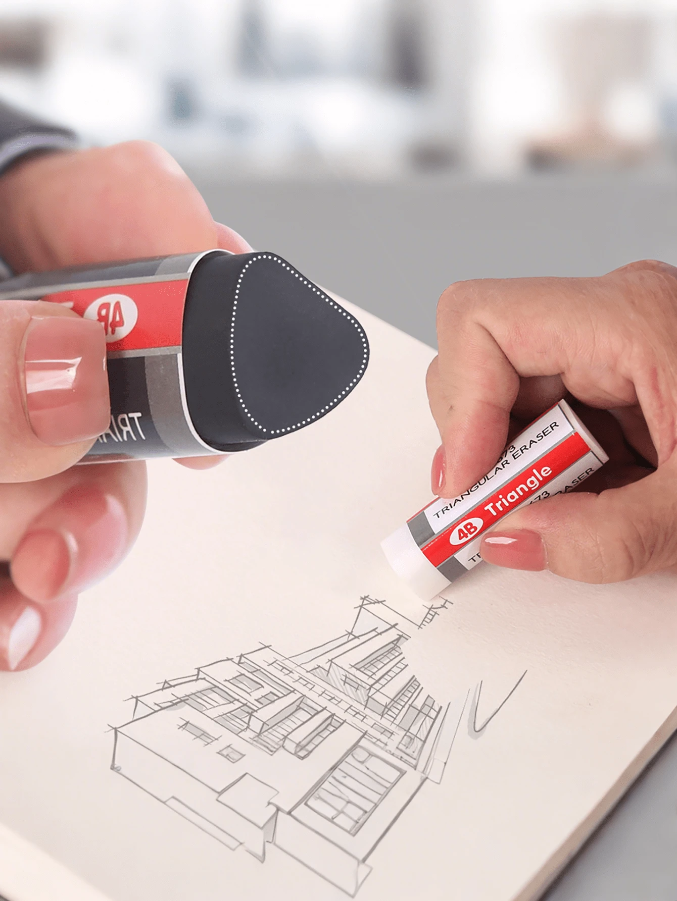 3/5/7PCS PVC Triangle Eraser - Black & White, 4B Soft Material, Comfort ...