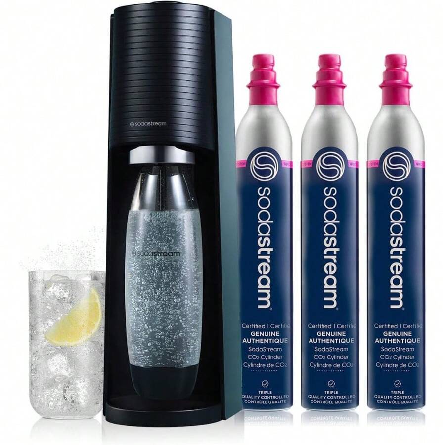 SodaStream Terra Sparkling Water Maker (Black) With CO2, DWS Bottle And Bubly Drop, Battery ...