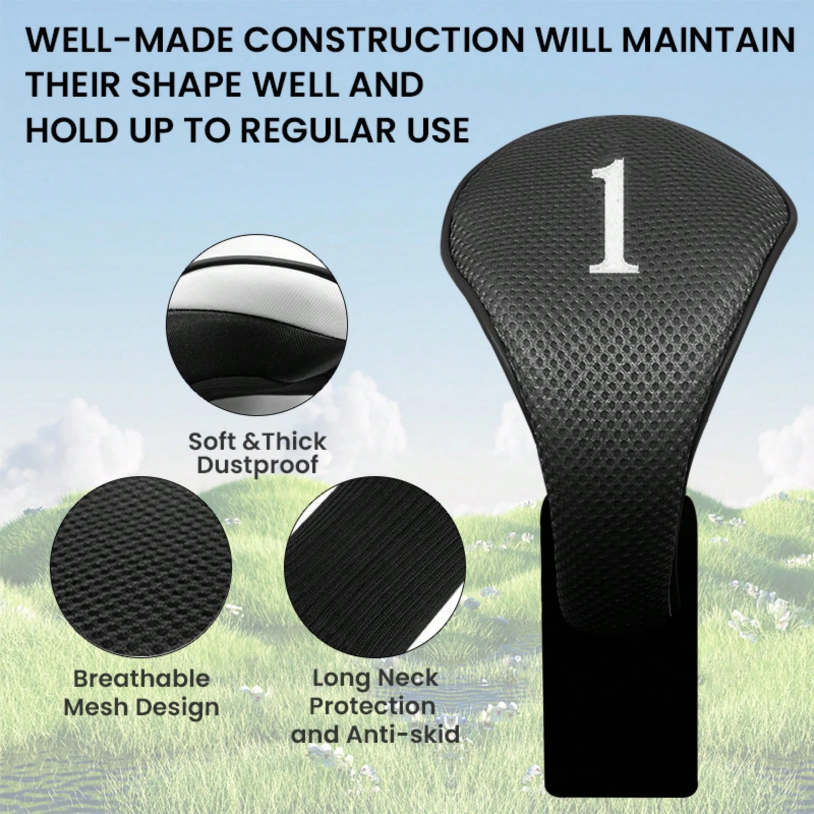 Housses de tête de club de golf pour bois, bois de parcours, hybride ...