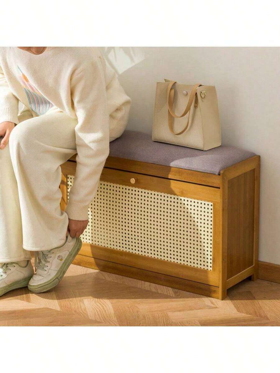 Bamboo Shoes Rack With Integrated Seat-Multi-Layer Entrance Storage ...