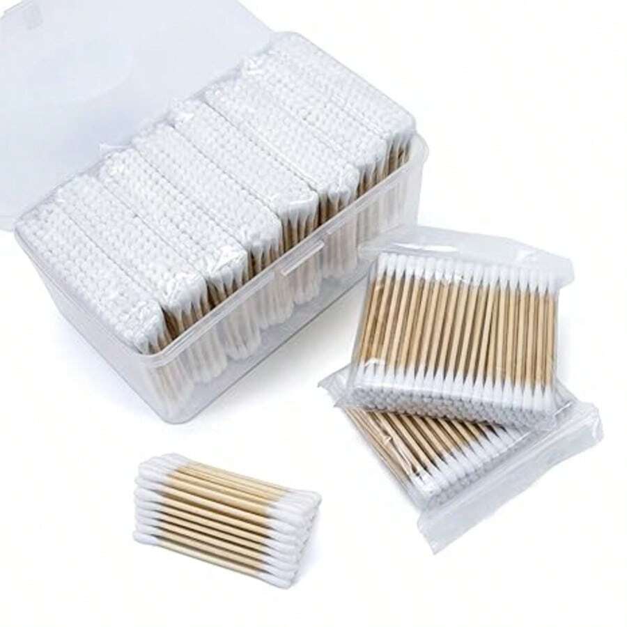 1000pcs Cleaning Swabs With Wooden Sticks, Clean Buds For Ear Cleaning ...