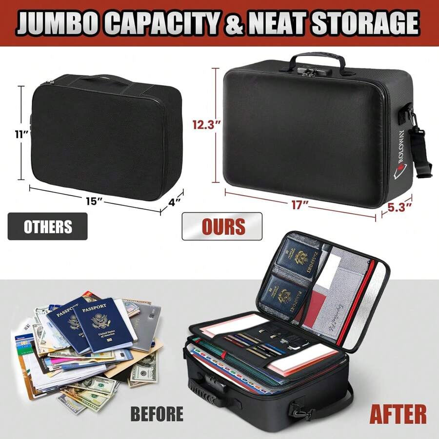 5200°F Fireproof Document Bag With Lock (17 X 12.3 X 5.3 Inch ...