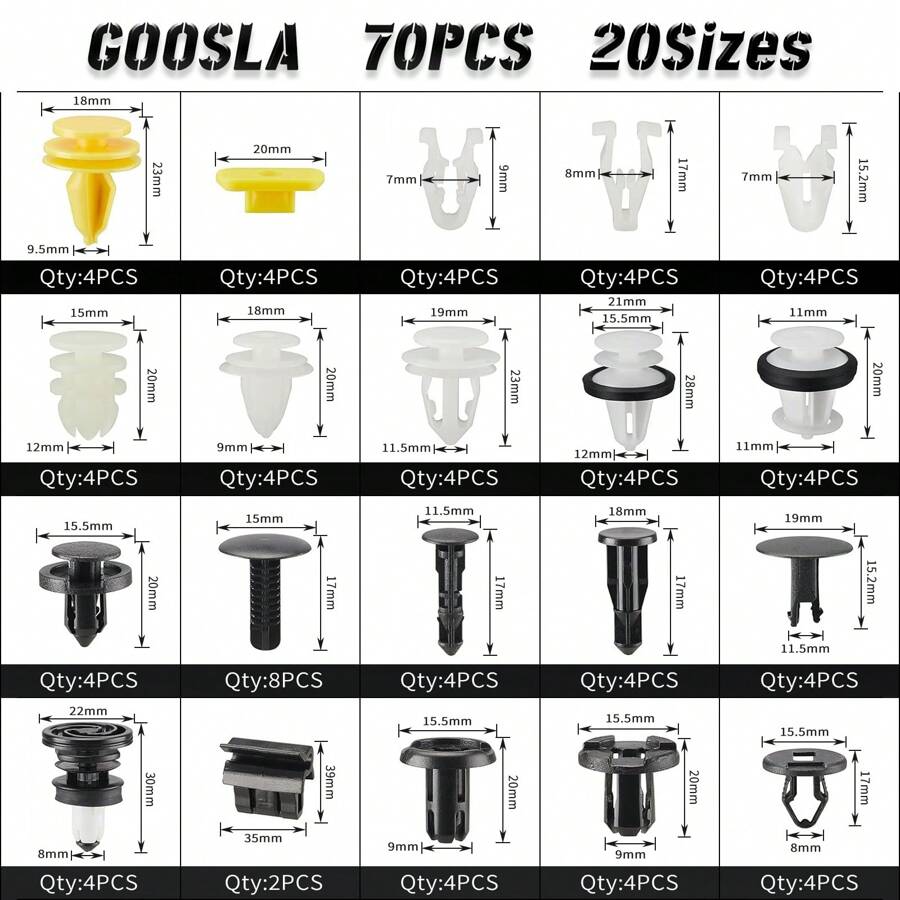 70 pièces Clips Tesla, Attaches-rapides de pare-chocs Tesla, Rivets de ...