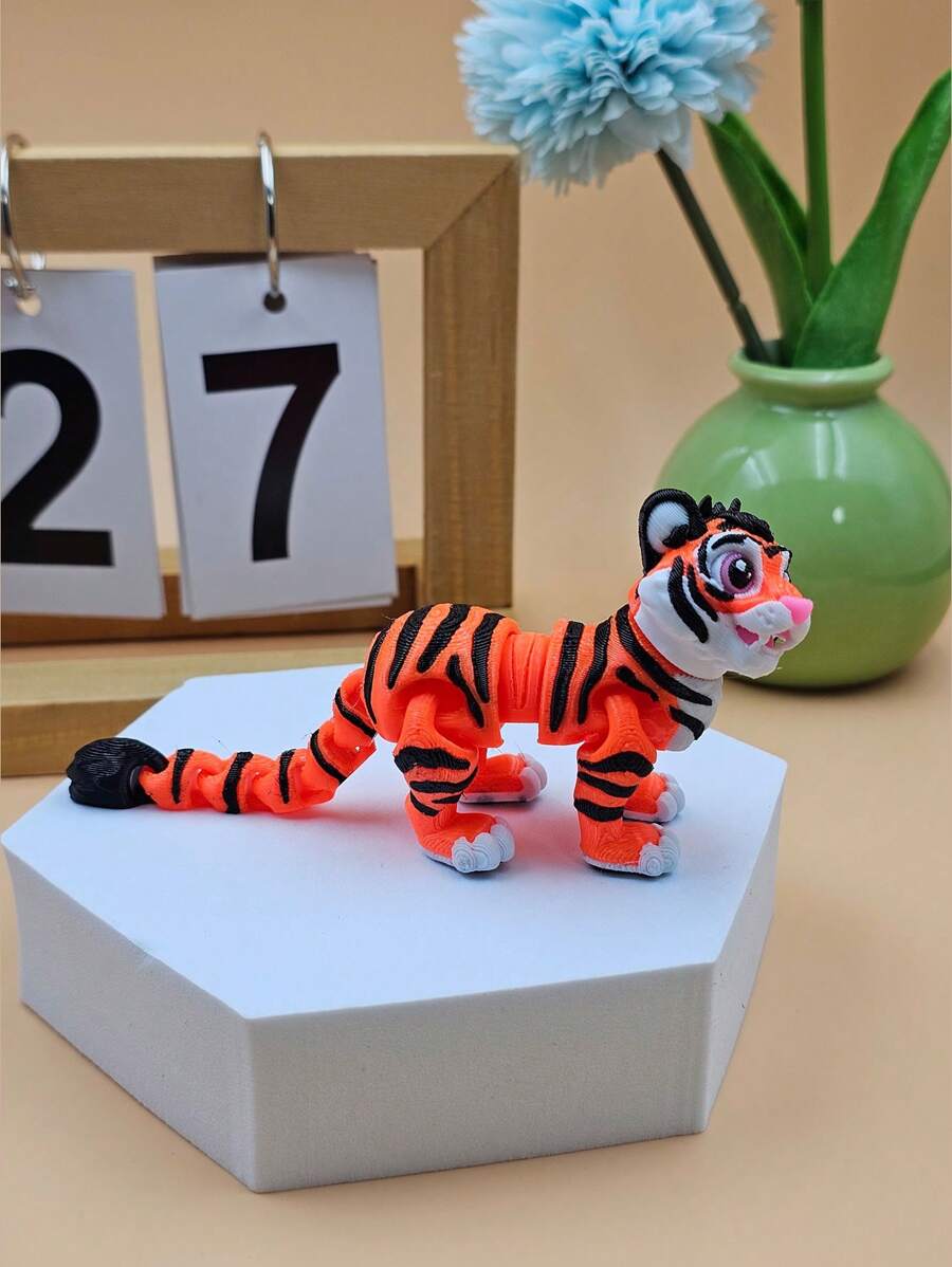 3D Printed Articulated Colorful Tiger Model, Stress Relief Activity ...